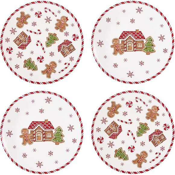 Other | Traditional Gingerbread Man Dinner Plates Set Of 4 11 Inch ...
